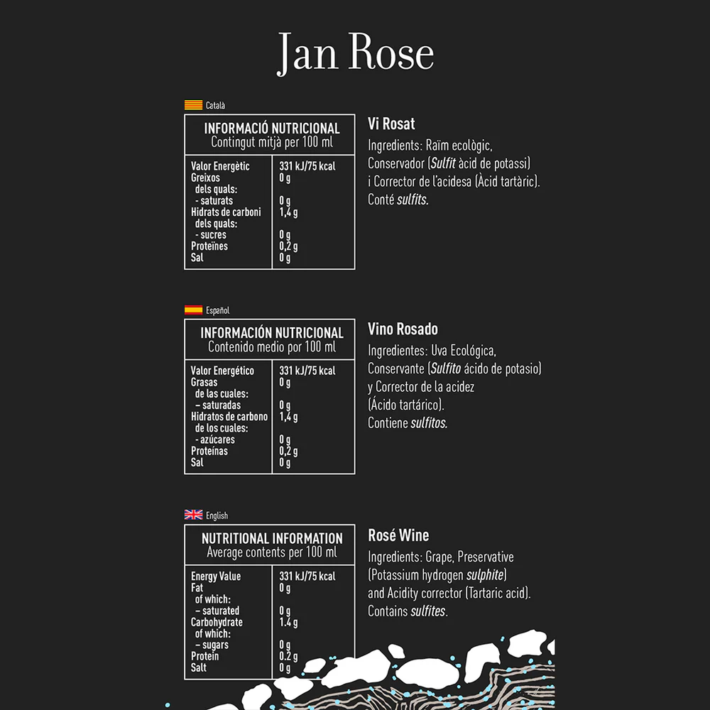 Vino rosado Jan Rose 750ml (Garnacha negra y syrah)